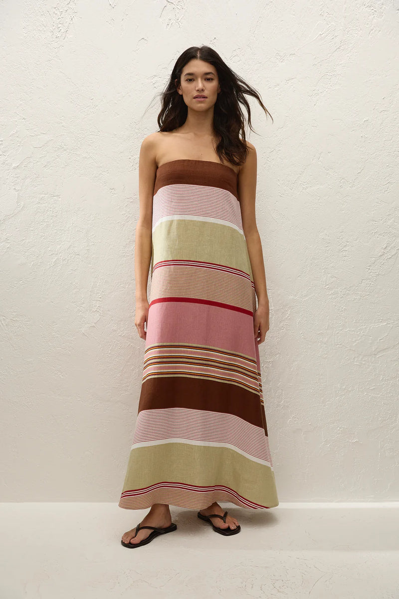 Faithfull The Brand Yolina Maxi Dress – Barragán Stripe Dusty Mauve ...