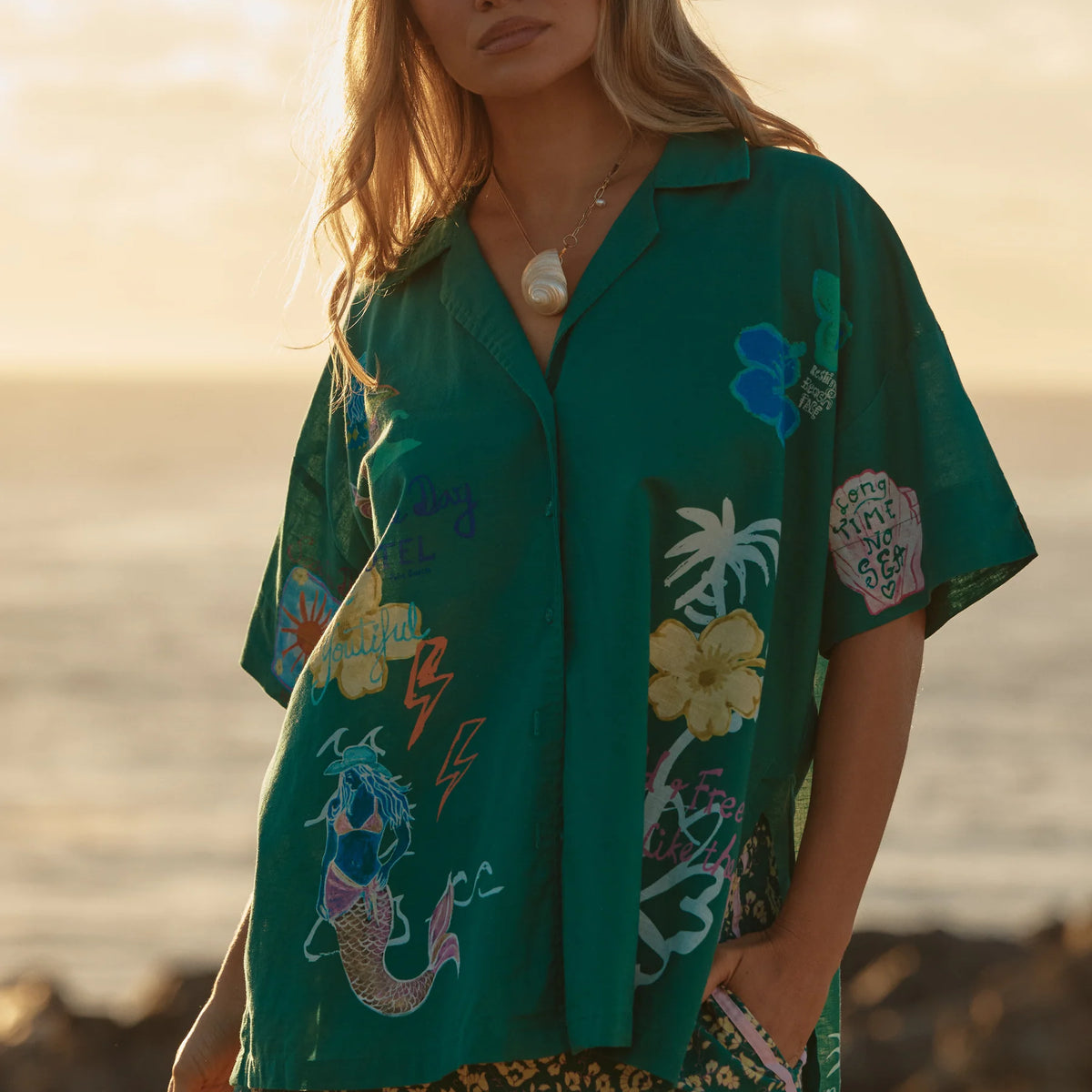 Sabbi The Patron Shirt Seas the Day Green | She Creates Stories